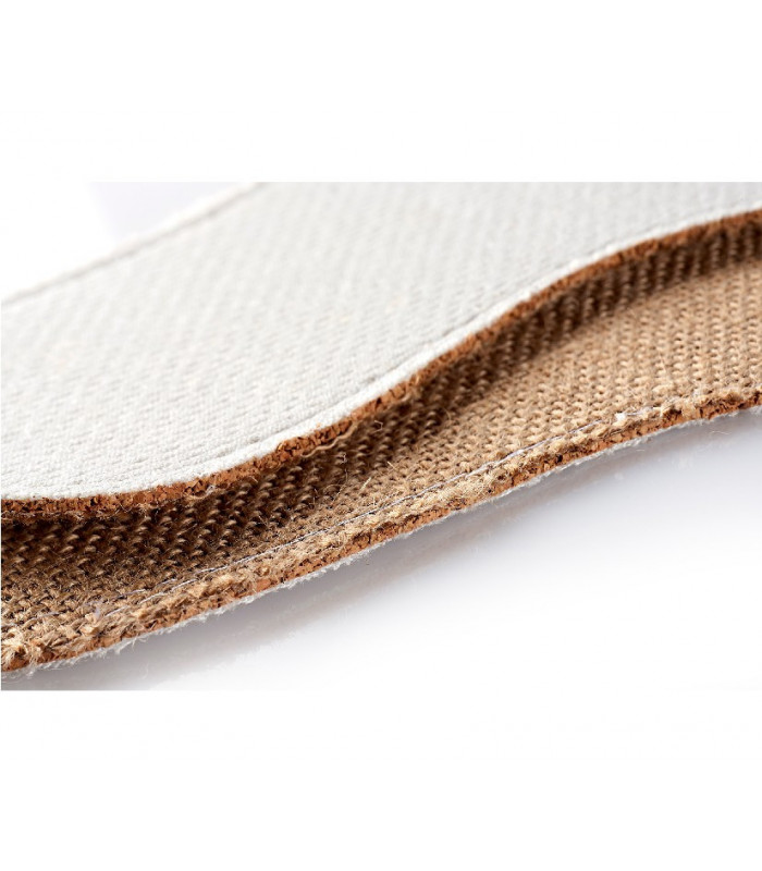 Semelles végétales en bambou, liège et toile de jute. Ultra-fines